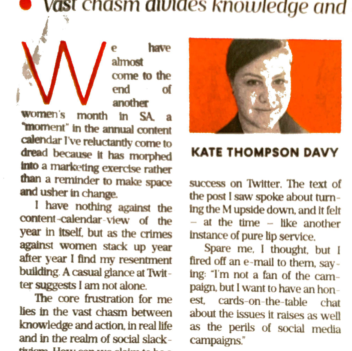 KATE THOMPSON DAVY – Journalist, writer, and editor